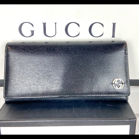 Gucci | Bags | Gucci Long Wallet In Black Leather Excellent | Poshmark
